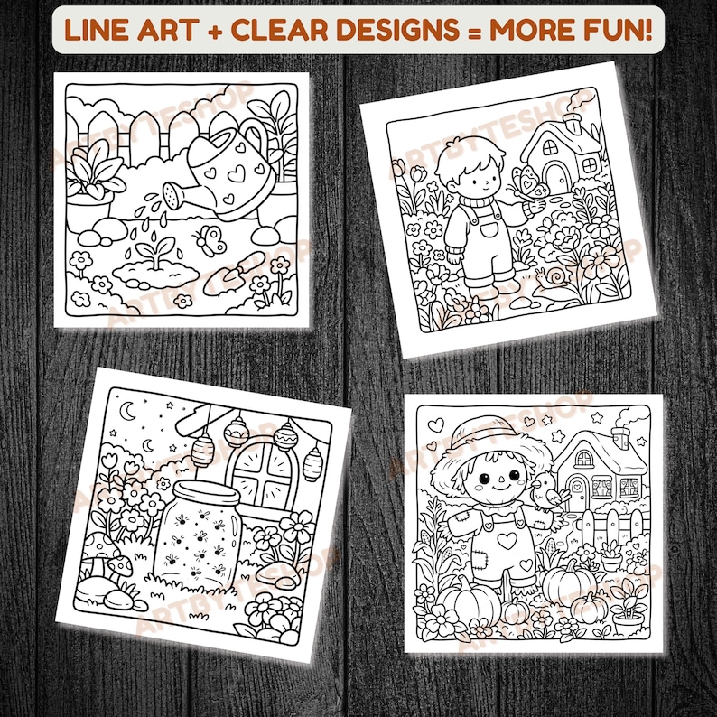 50 Bold and Easy Coloring Book, Chunky Cottage Garden Coloring Pages ...