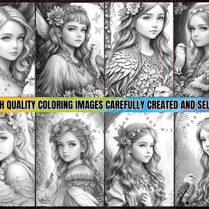 30 Whimsical Woodland Fairy Girls (book 2) Coloring Pages+30 Coloring ...