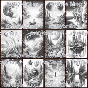 Galactic Dreamscapes: 70 Coloring Pages for Adults and Kids Instant ...