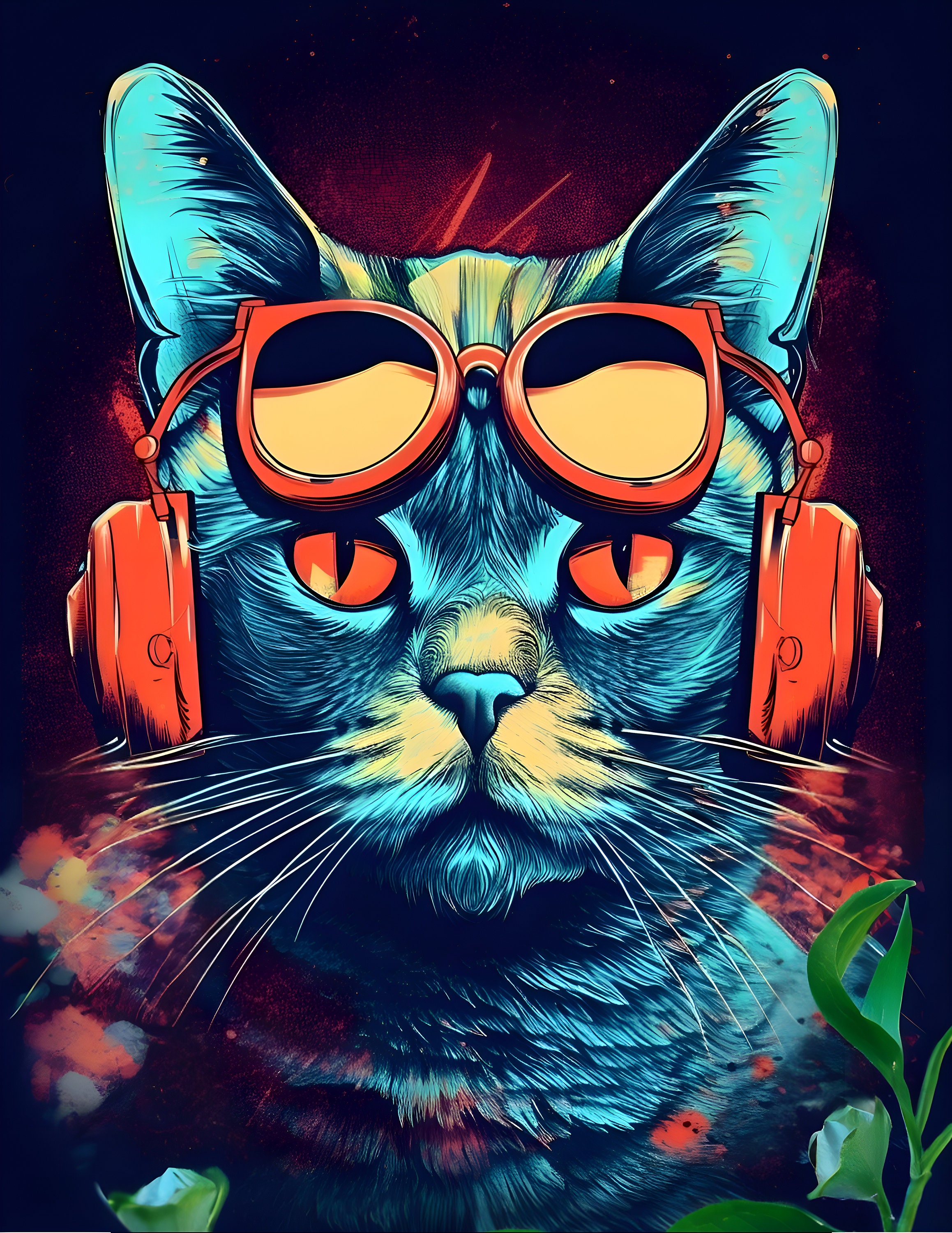 Cool Rock Guitar Cats Clipart, Digital Post Card/sticker, Sunglasses ...