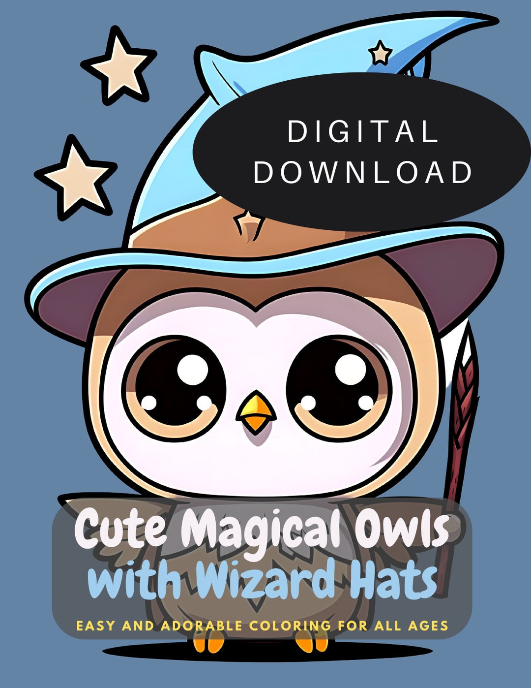 Cute Magical Owls With Witch, Wizard Hats: an Easy & Adorable Coloring ...