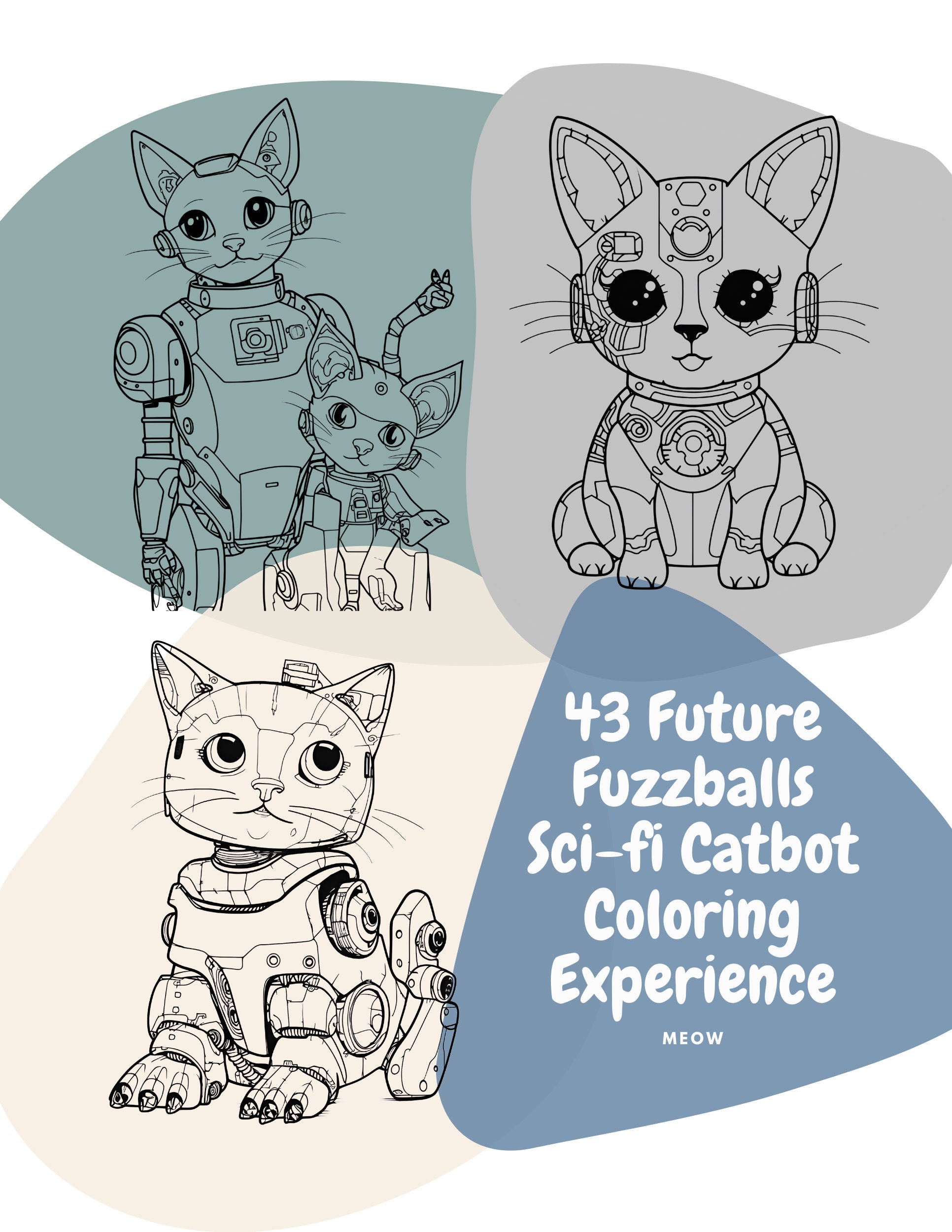 Future Cat 2099 - Mechanized Cyber Kitties, A Futuristic Cats Coloring ...