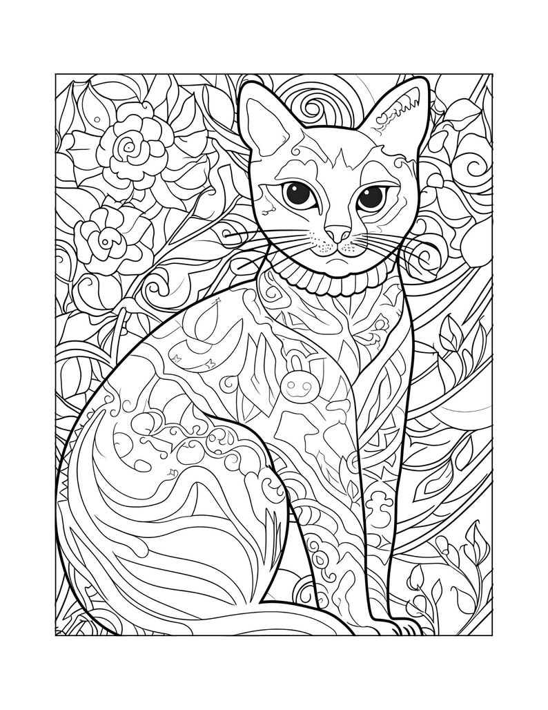 Cute Cat Portraits, Coloring Pages for Kitty Lovers, 33 Pages Cute ...