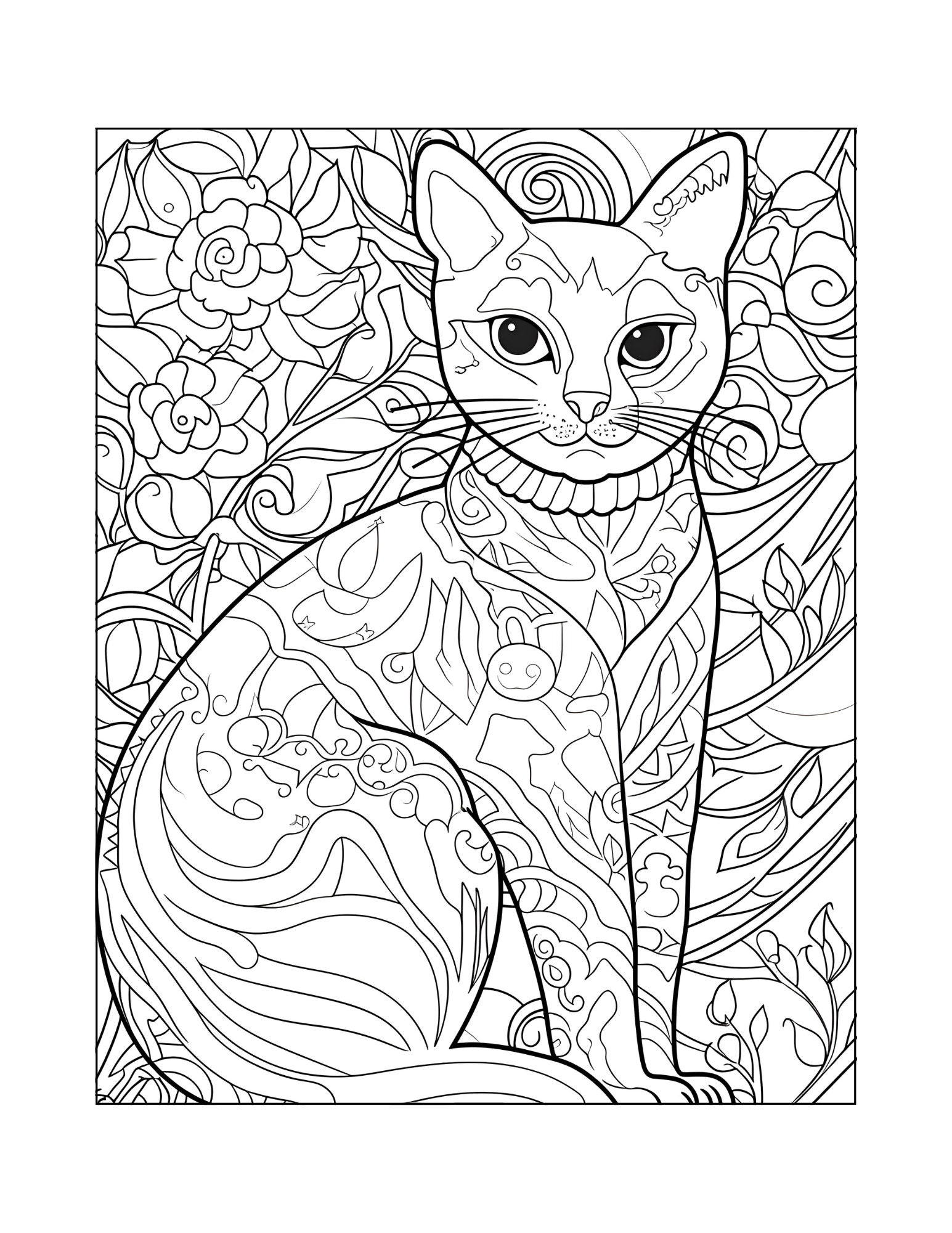 Cute Cat Portraits, Coloring Pages for Kitty Lovers, 33 Pages Cute ...