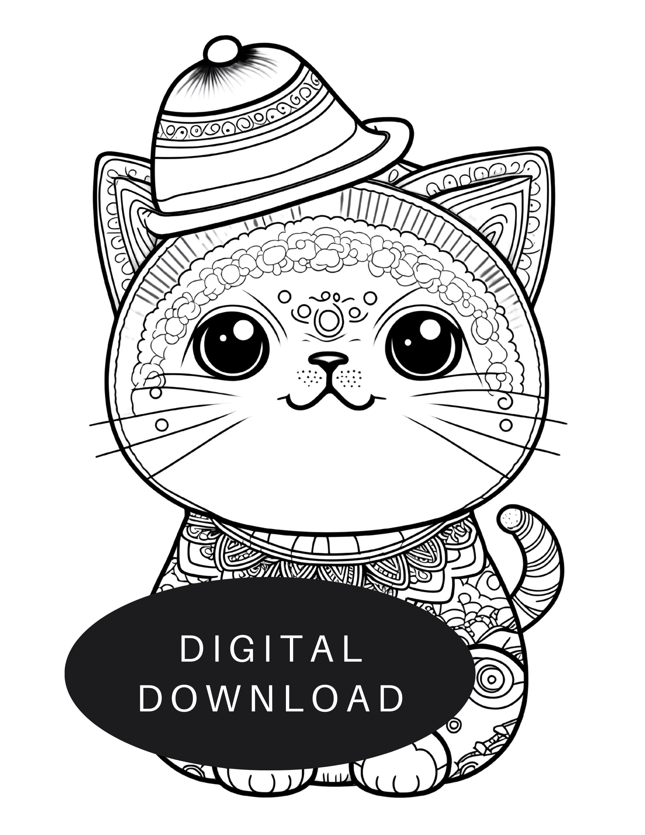 Big, Happy, Cute, Adorable Fat Cats With Hats: the Chonkiest Coloring ...