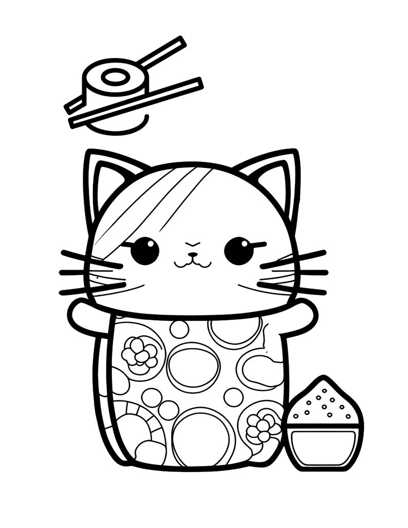 Sushi Cats! A Cute Coloring Book for Kitty Lovers Adults and Kids: 31 ...