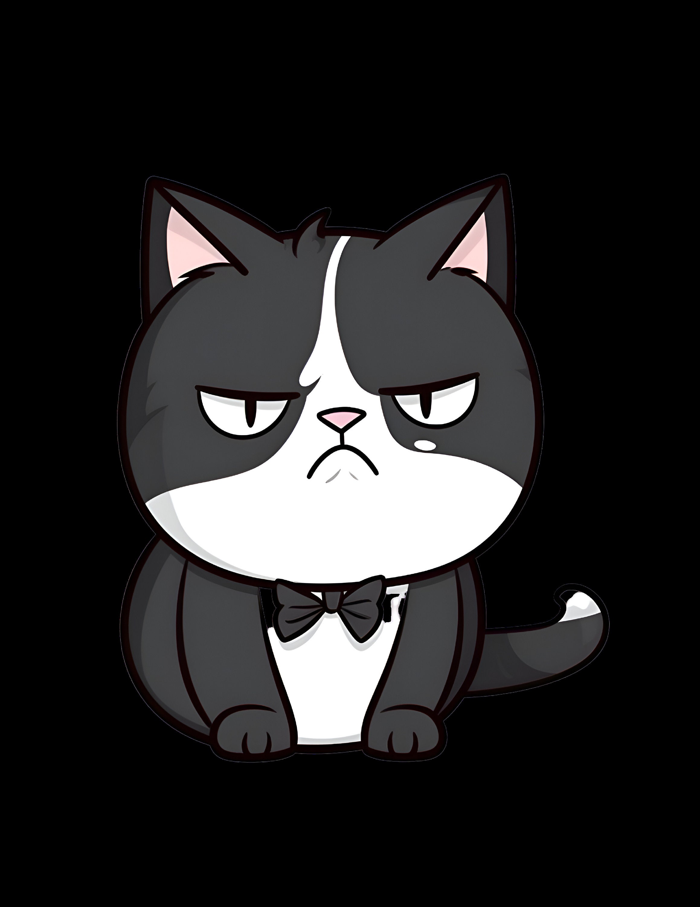 12 Grumpy Cats Clipart, Sad Angry Tuxedo Kitten, Digital Post Card ...