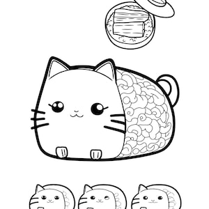 Sushi Cats A Cute Coloring Book for Kitty Lovers Adults and Kids: 31 ...