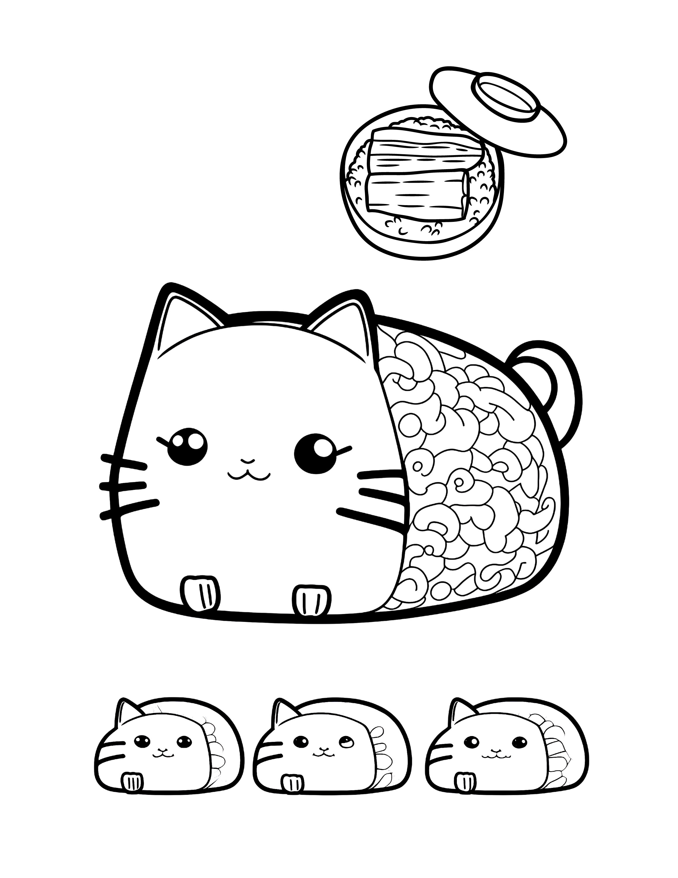 Sushi Cats! A Cute Coloring Book for Kitty Lovers Adults and Kids: 31 ...