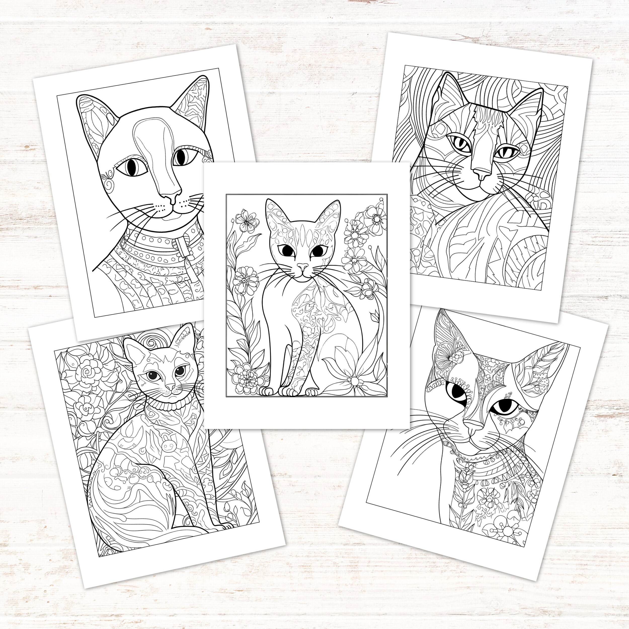 Cute Cat Portraits, Coloring Pages for Kitty Lovers, 33 Pages Cute ...