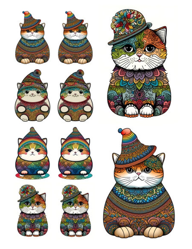 Rock Guitar Cats Clipart, Digital Sticker Sheet, Outer Space Funny ...