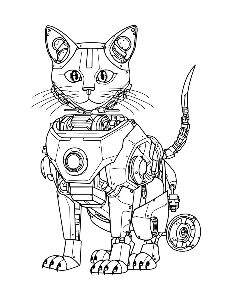 Future Cat 2099 - Mechanized Cyber Kitties, A Futuristic Cats Coloring ...