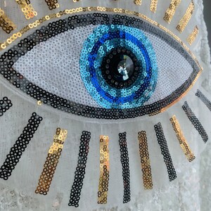Large Sequins Evil Eye Patch With Rhinestone Eye Sew on Applique - Etsy