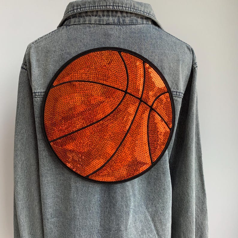Extra Large Sequin Basketball Iron-on Patch - Sparkly Sports Appliqué ...