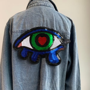 Large Sequins Crying Evil Eye Iron on Patch - Devil’s Eye Applique - Etsy