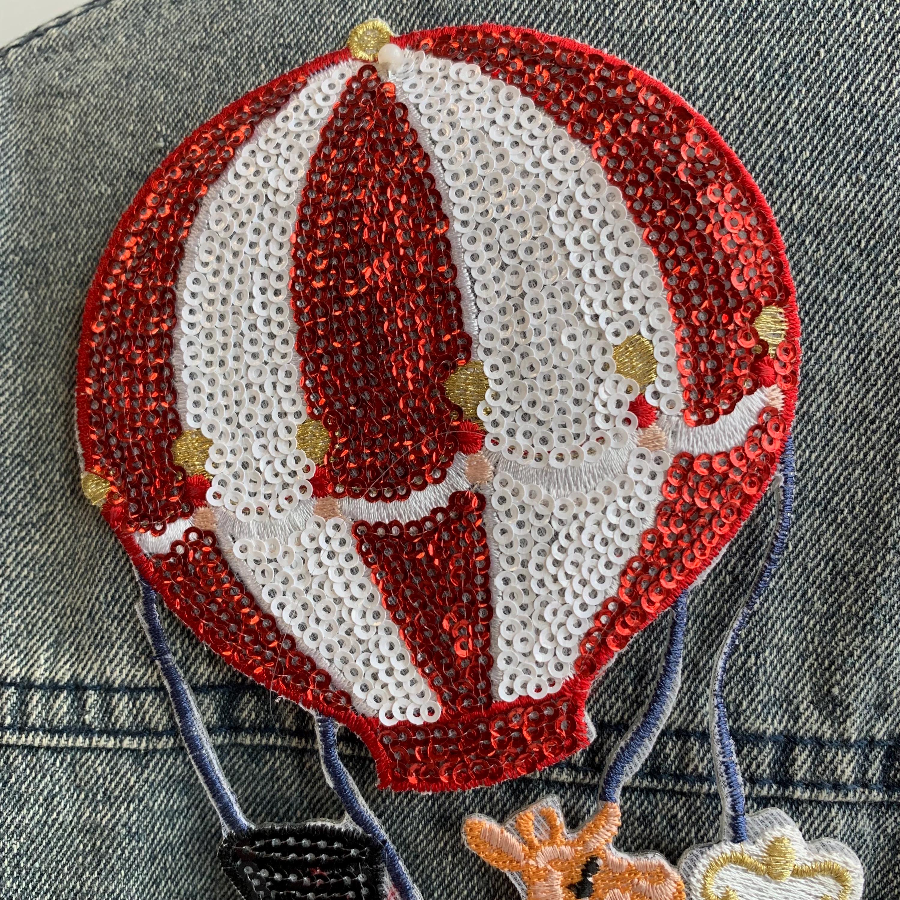 Adorable Hot Air Balloon Animal Patch | Sequin and Embroidered Iron-on ...