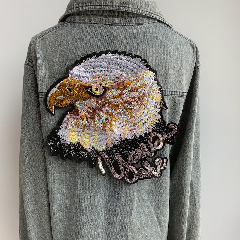 Majestic Eagle Head Patch – Strength in Silver & Gold - Etsy