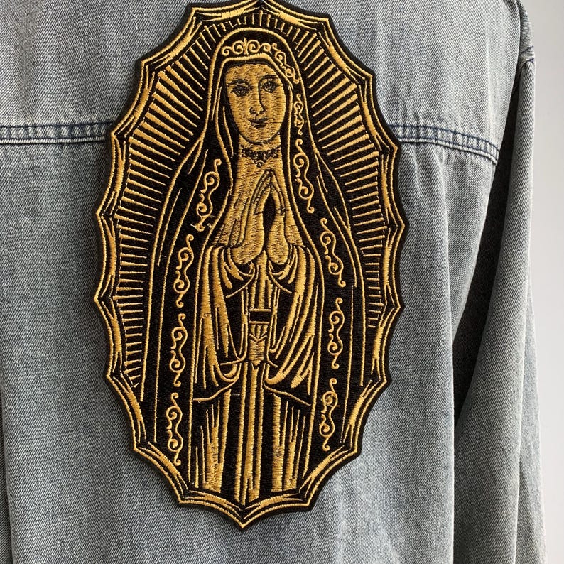 Gold Embroidered Virgin Mary Patch: Gothic Religious Appliqué - Etsy