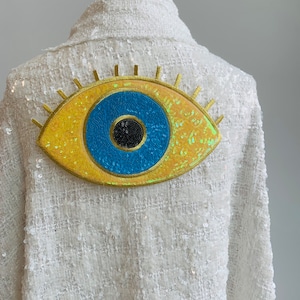 Mesmerizing Evil Eye With Eyelash Iron-on Patch: Embroidered Sequins for Protection and Style - Etsy