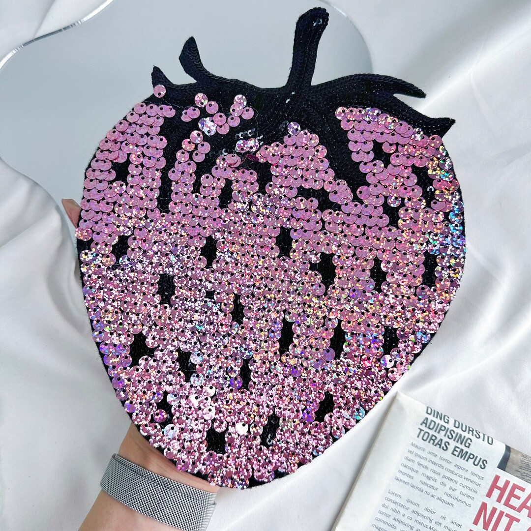 Large Sequin Strawberry Patch Berry Fruit Applique Iron on T-shirts ...
