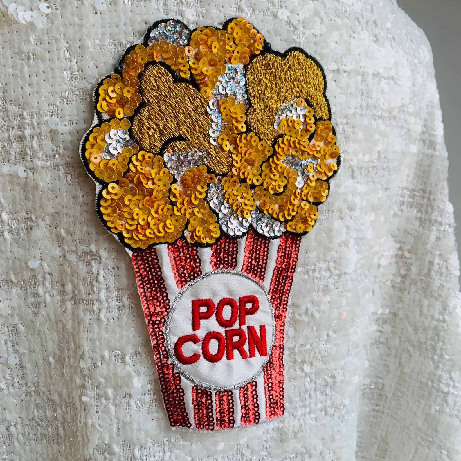 Sparkling Sequin Popcorn Patch – Fun Retro Snack Design for Jackets - Etsy