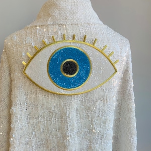 Mesmerizing Evil Eye With Eyelash Iron-on Patch: Embroidered Sequins for Protection and Style - Etsy