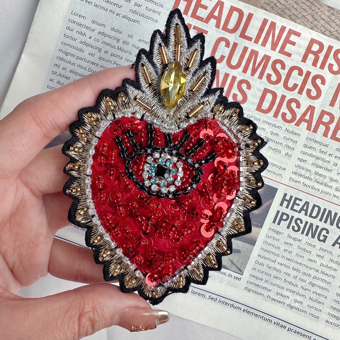 Handmade Sacred Heart Sew on Patch - Symbolic Embellishment for Clothes ...
