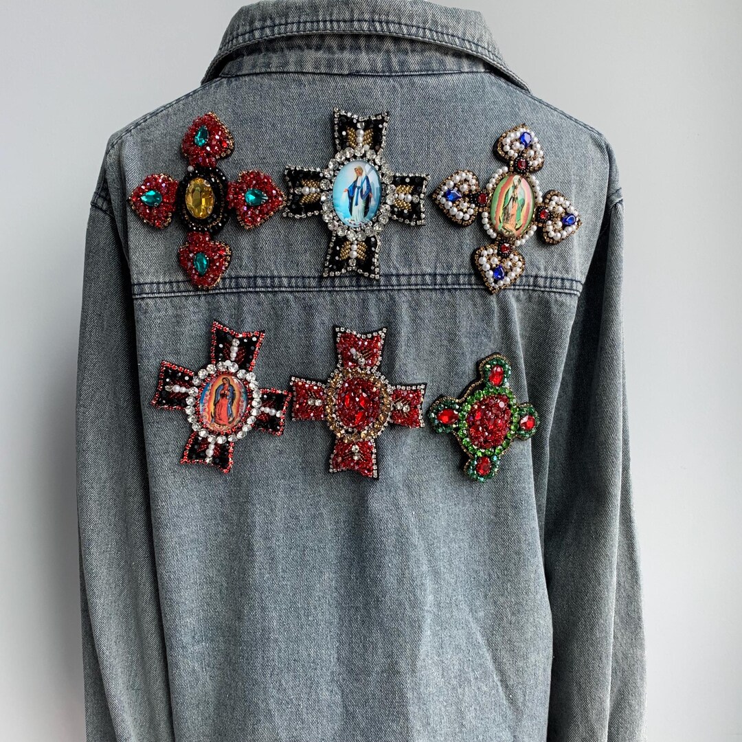 Beaded Catholic Cross Patch With Virgin Mary Centerpiece - Etsy