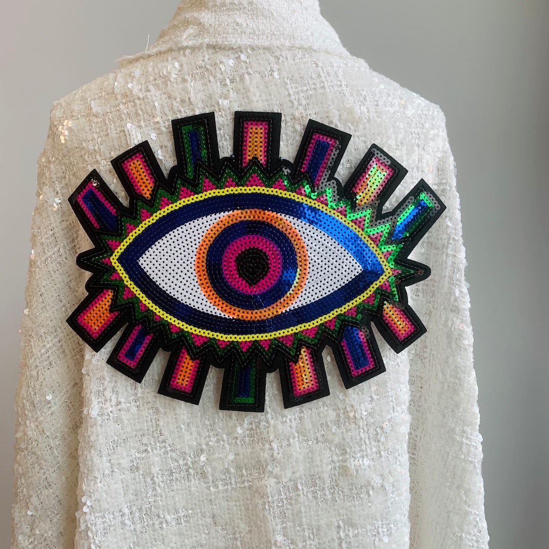 Large Colorful Sequin Evil Eye Iron-on Patch: Handmade Talisman (9.5 X 12 Inches) - Etsy