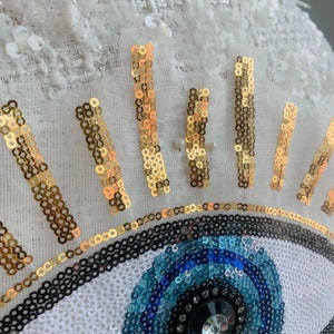 Large Sequins Evil Eye Patch With Rhinestone Eye Sew on Applique - Etsy