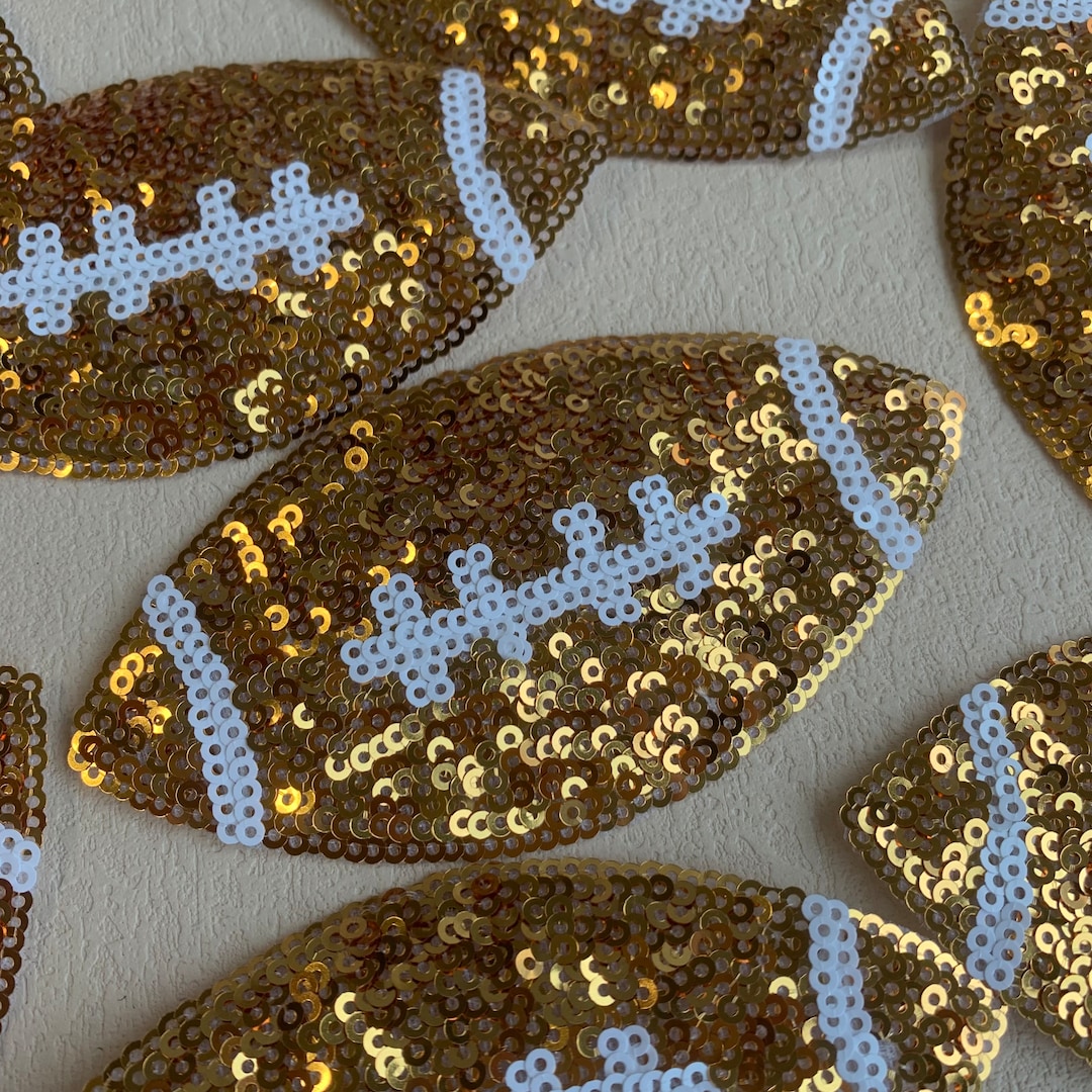 Gold Sequined Football Iron-on Patch: Game Day DIY (4.25 Inches) - Etsy
