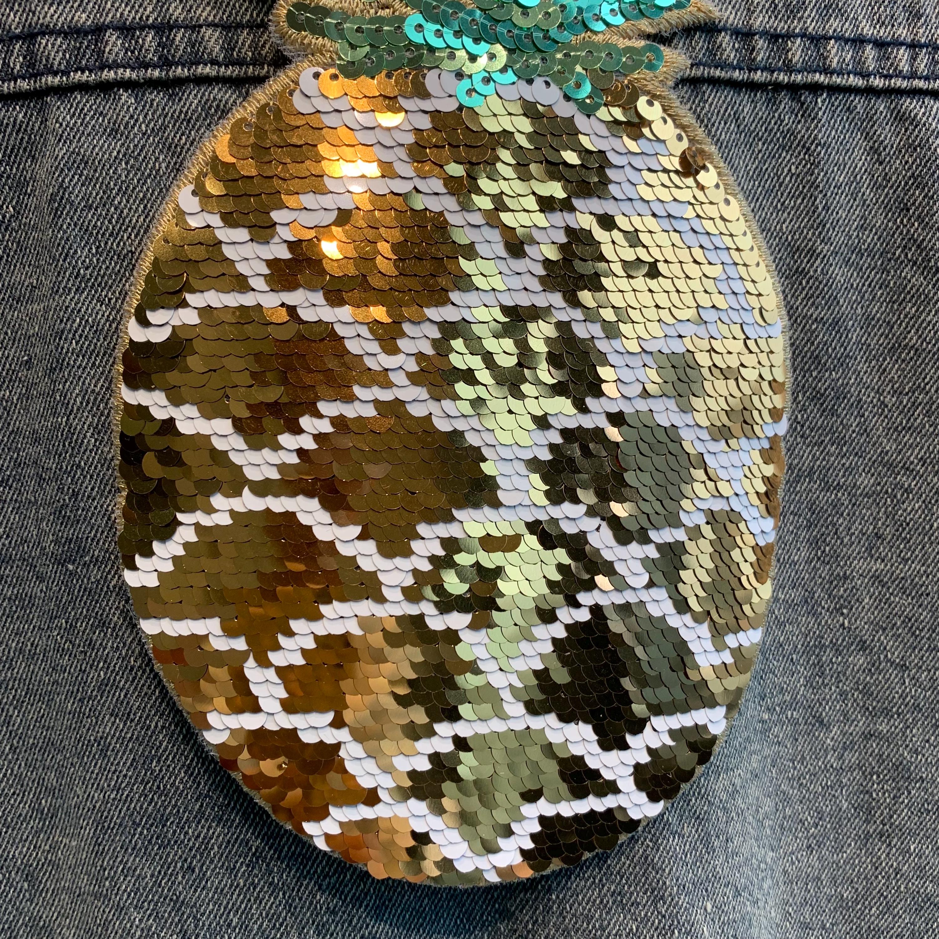 Sparkling Gold Sequin Pineapple Iron-on Patch – Tropical Fruit Appliqué ...