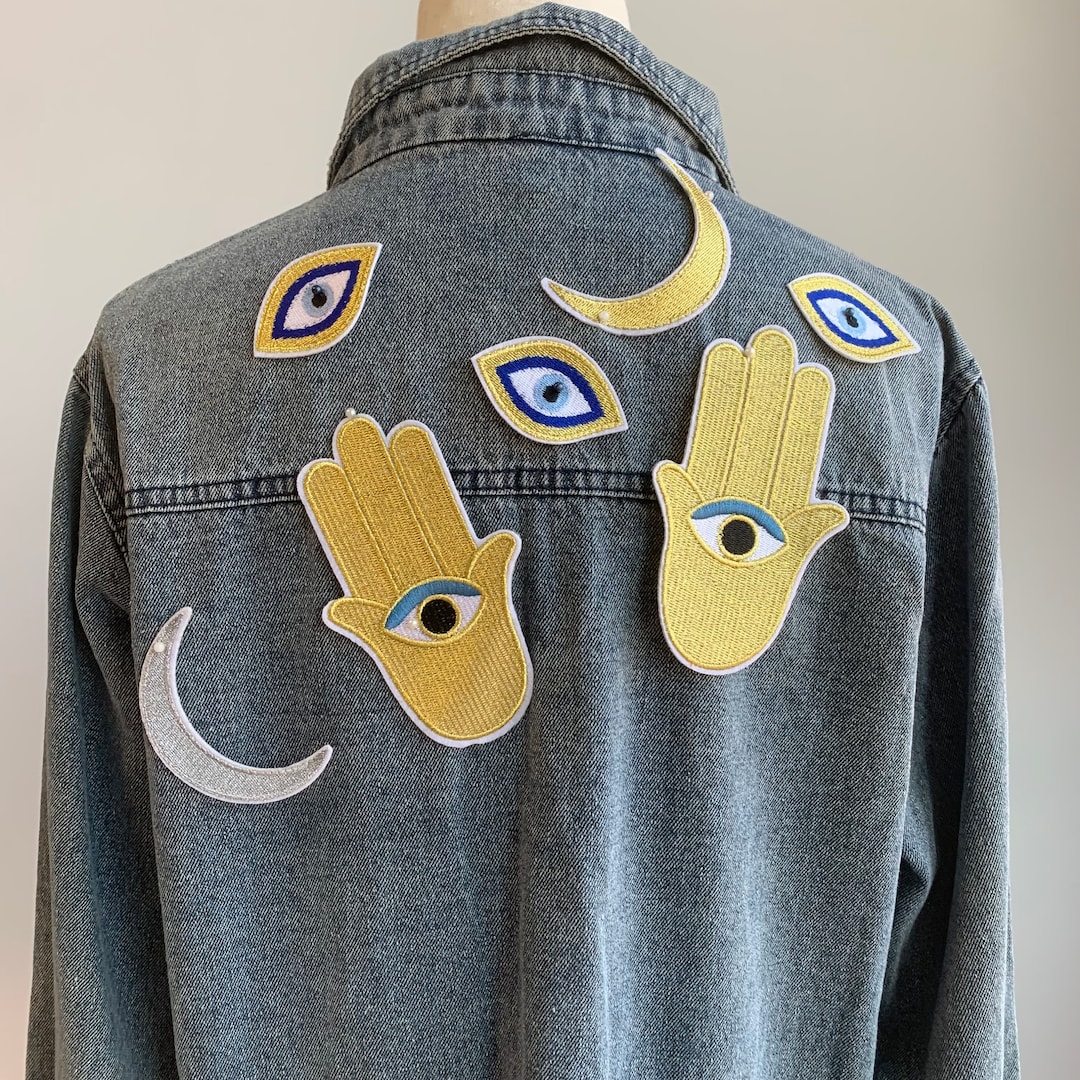 Gold Embroidered Evil Eye/hamsa Hand Iron Patch 7 Pieces Set - Etsy