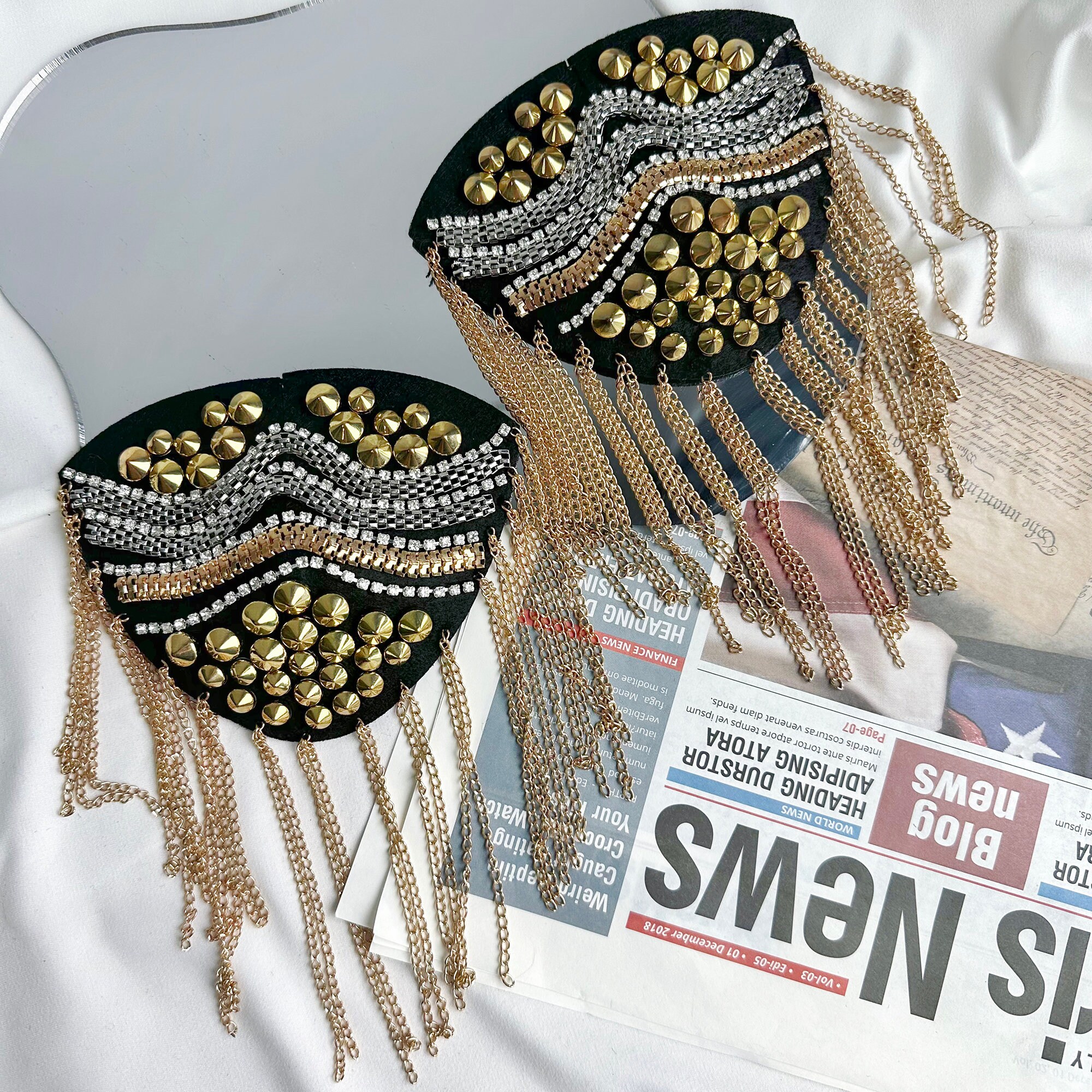 Regal Adornments: Handmade Gold Rivets Shoulder Epaulettes With Gold ...