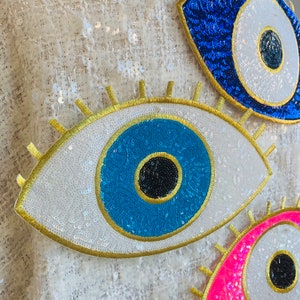 Mesmerizing Evil Eye With Eyelash Iron-on Patch: Embroidered Sequins for Protection and Style - Etsy