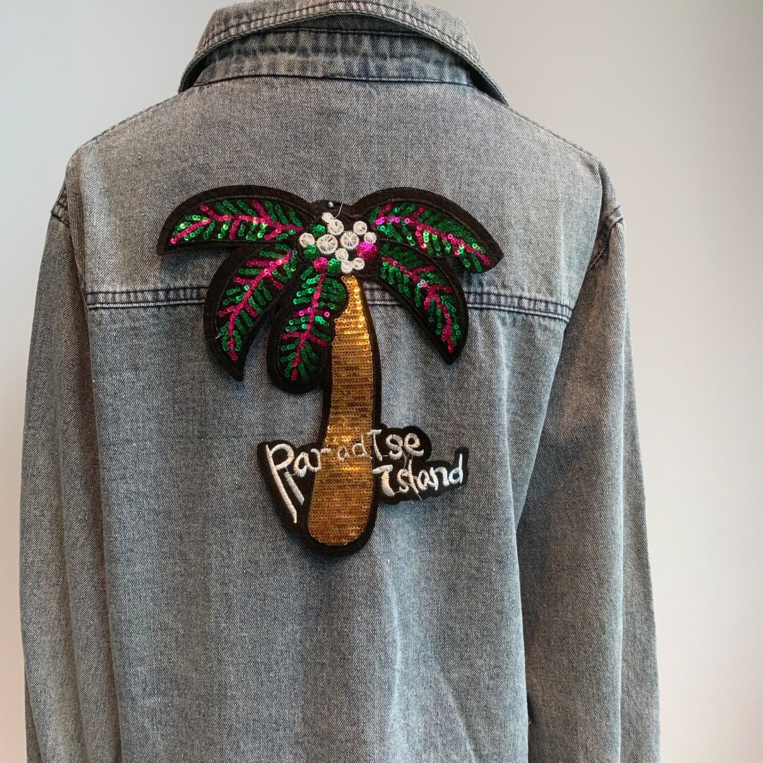 Palm Tree Iron-on Patch | Shiny Embroidered Applique - Etsy