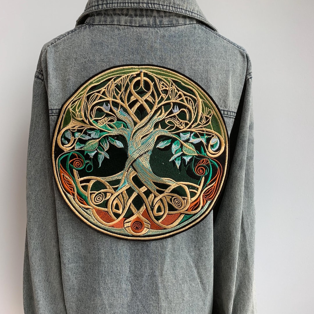 Green Tree of Life Embroidered Patch: Iron on Jacket Appliqué - Etsy