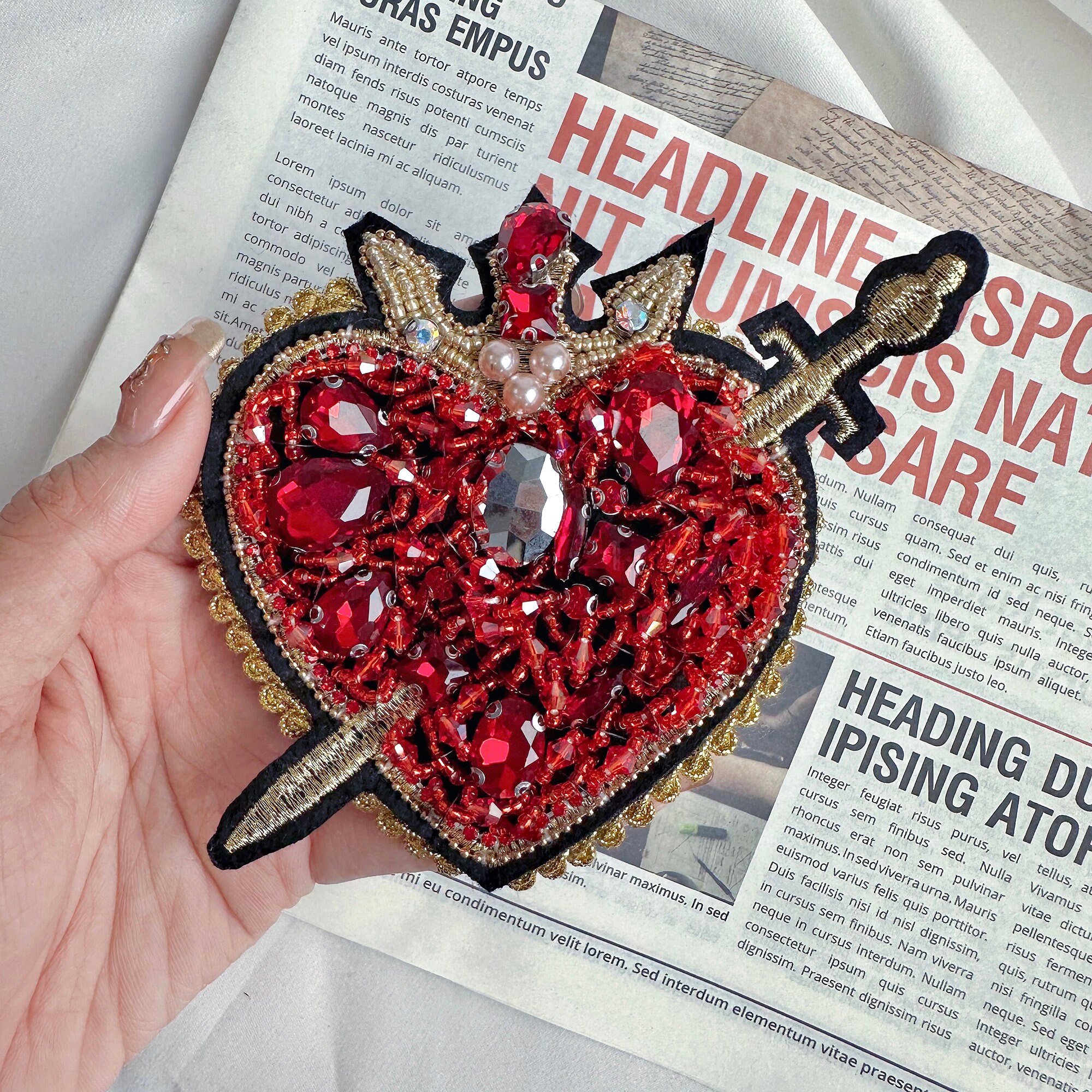 Handmade Sacred Heart Sew on Patch Symbolic Embellishment for Clothes ...