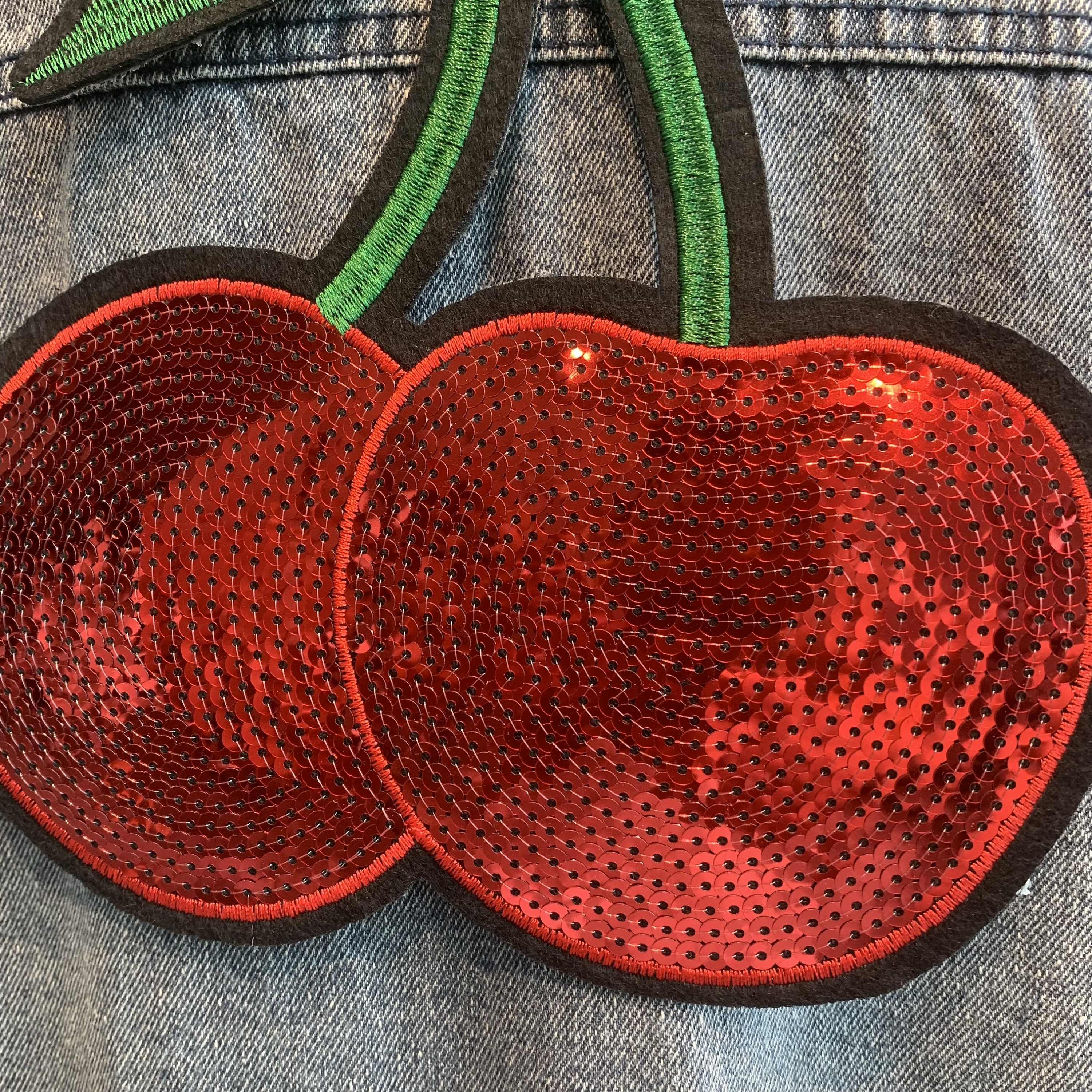 Large Sequin Cherry Iron-on Patch | Sparkling Embroidered Fruit ...
