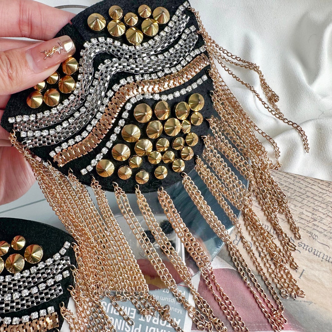 Regal Adornments: Handmade Gold Rivets Shoulder Epaulettes With Gold ...