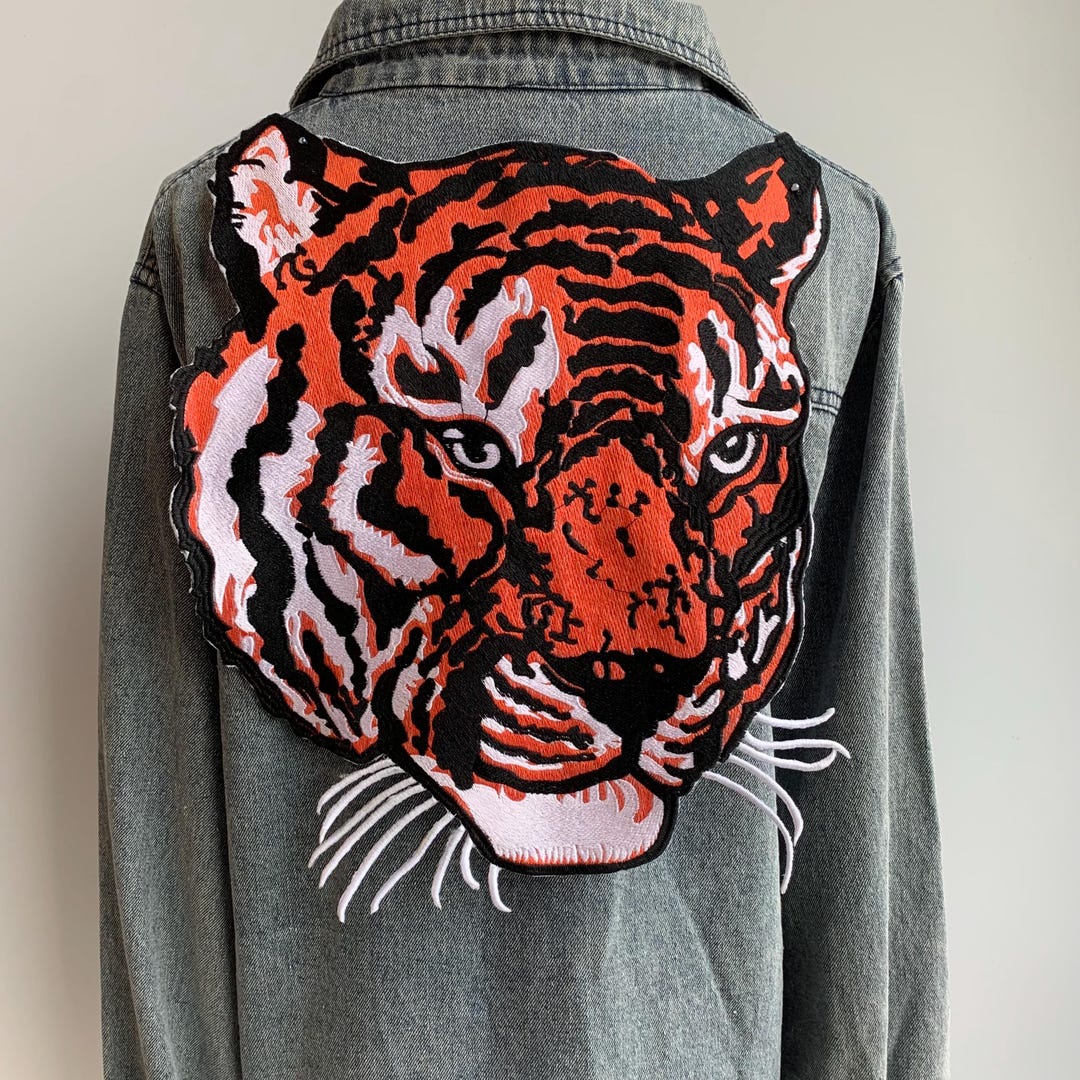 Jumbo Tiger Head Embroidered Patch – Realistic Tiger Appliqué - Etsy