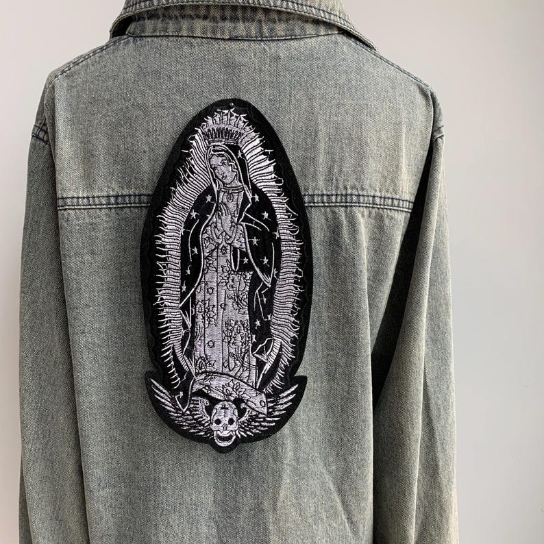 Gold Embroidered Virgin Mary Patch: Gothic Religious Appliqué - Etsy