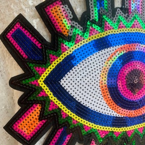 Large Colorful Sequin Evil Eye Iron-on Patch: Handmade Talisman (9.5 X 12 Inches) - Etsy