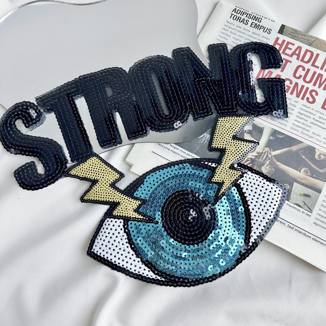 Large Sequin Evil Eye Patch Sparkling Embellishment Applique Supplied ...