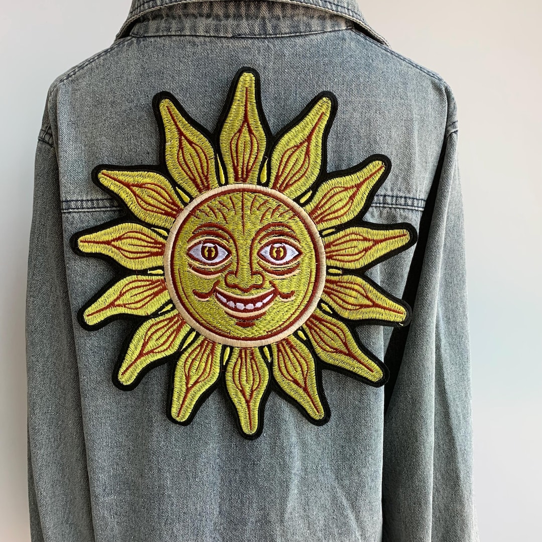 Large Gold Sun Iron-on Patch: Celestial Embroidered Hippie Fashion - Etsy