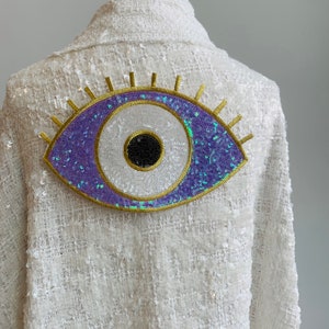 Mesmerizing Evil Eye With Eyelash Iron-on Patch: Embroidered Sequins ...