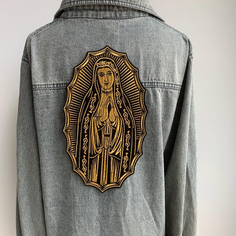Gold Embroidered Virgin Mary Patch: Gothic Religious Appliqué - Etsy