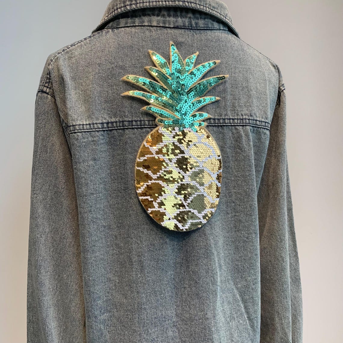 Sparkling Gold Sequin Pineapple Iron-on Patch – Tropical Fruit Appliqué ...