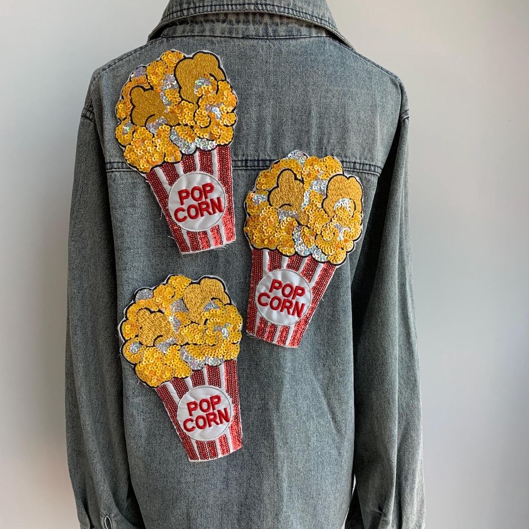 Sparkling Sequin Popcorn Patch – Fun Retro Snack Design for Jackets - Etsy