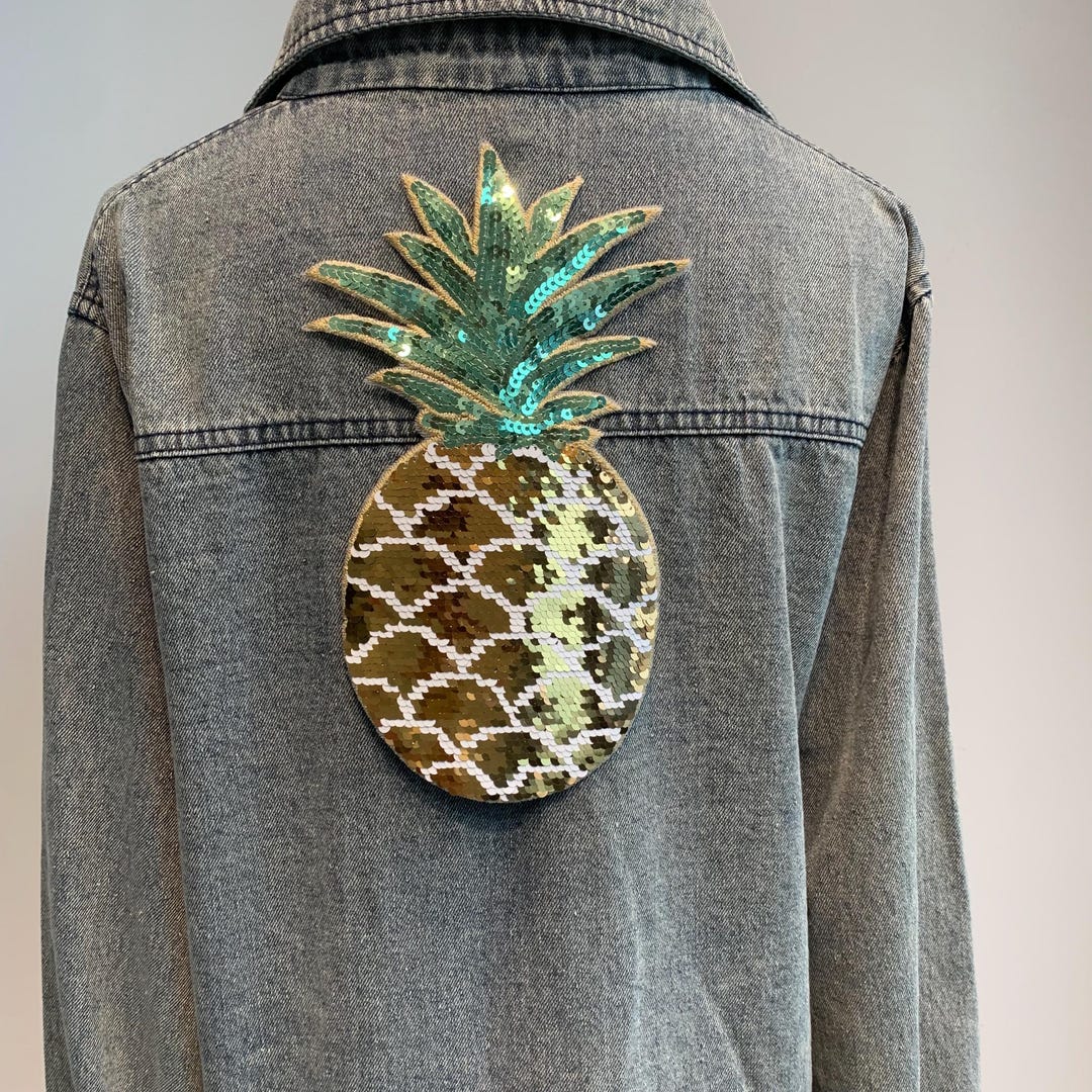 Sparkling Gold Sequin Pineapple Iron-on Patch – Tropical Fruit Appliqué for Jackets - Etsy
